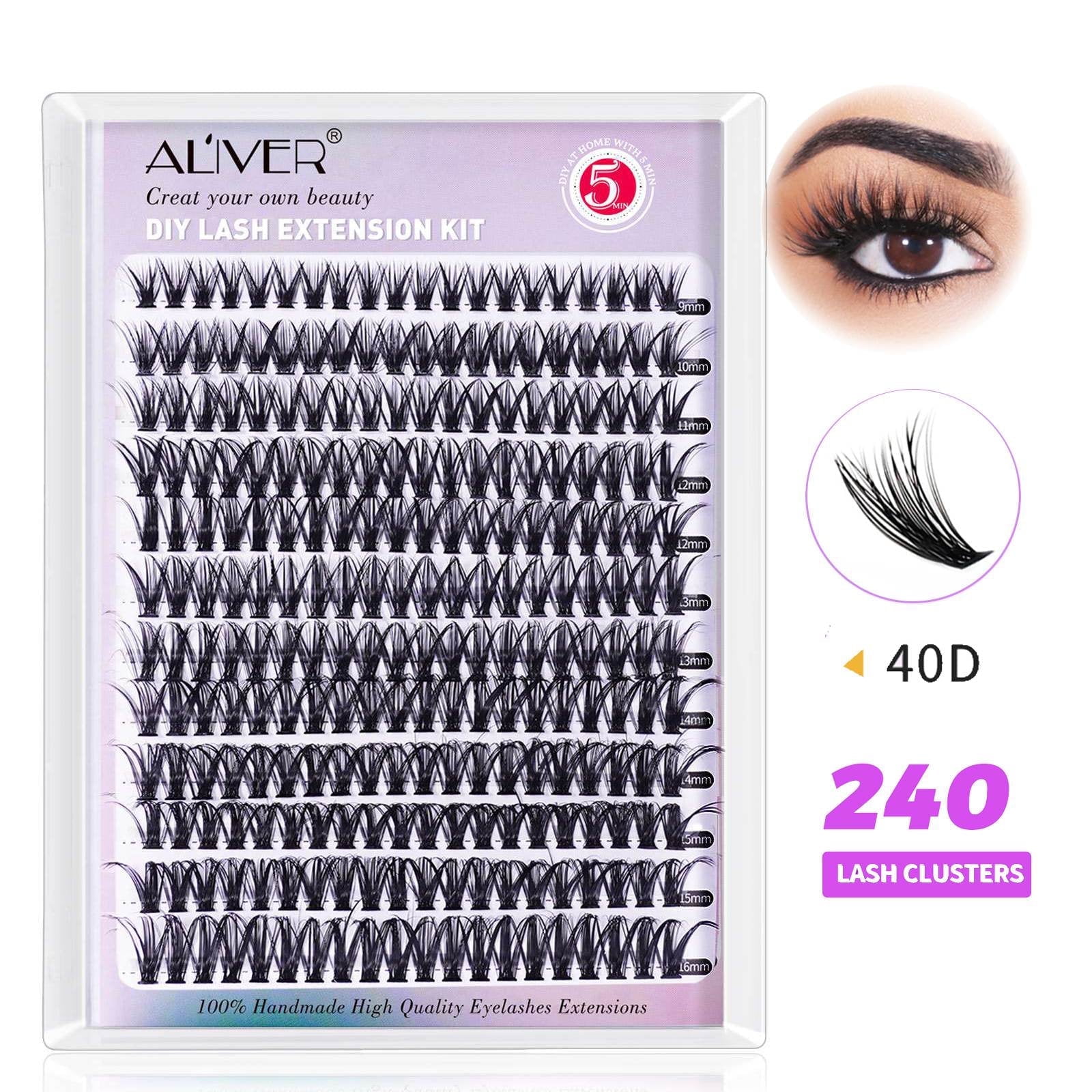 Aliver Single Lashes Eyelash Clusters 240 Pcs Individual Lashes 9-16 mm ...