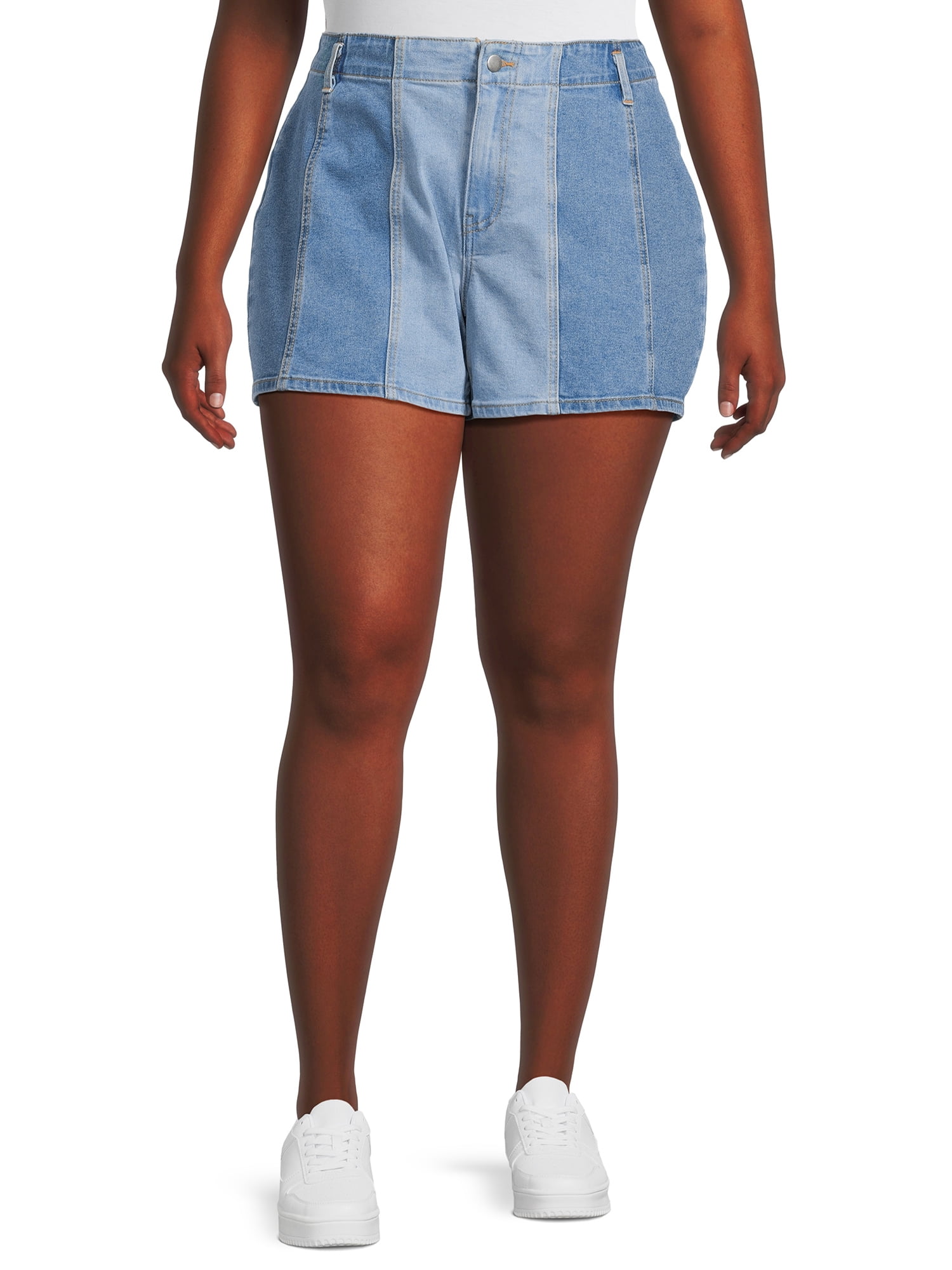 Alivia women's Plus Size Colorblocked Denim Shorts - Walmart.com