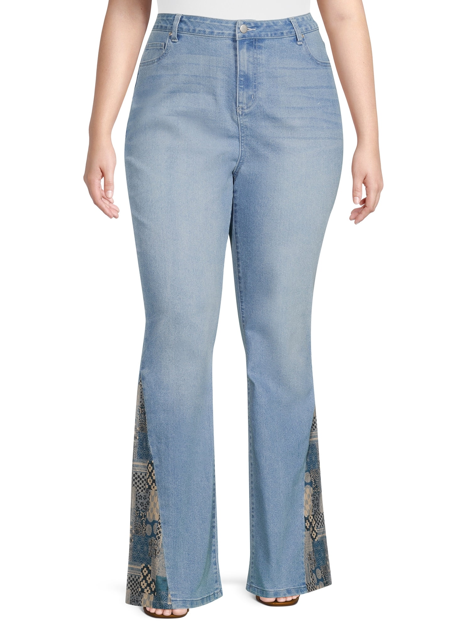 Alivia Ford Women's Plus Size High Rise Colorblock Flare Jeans ...