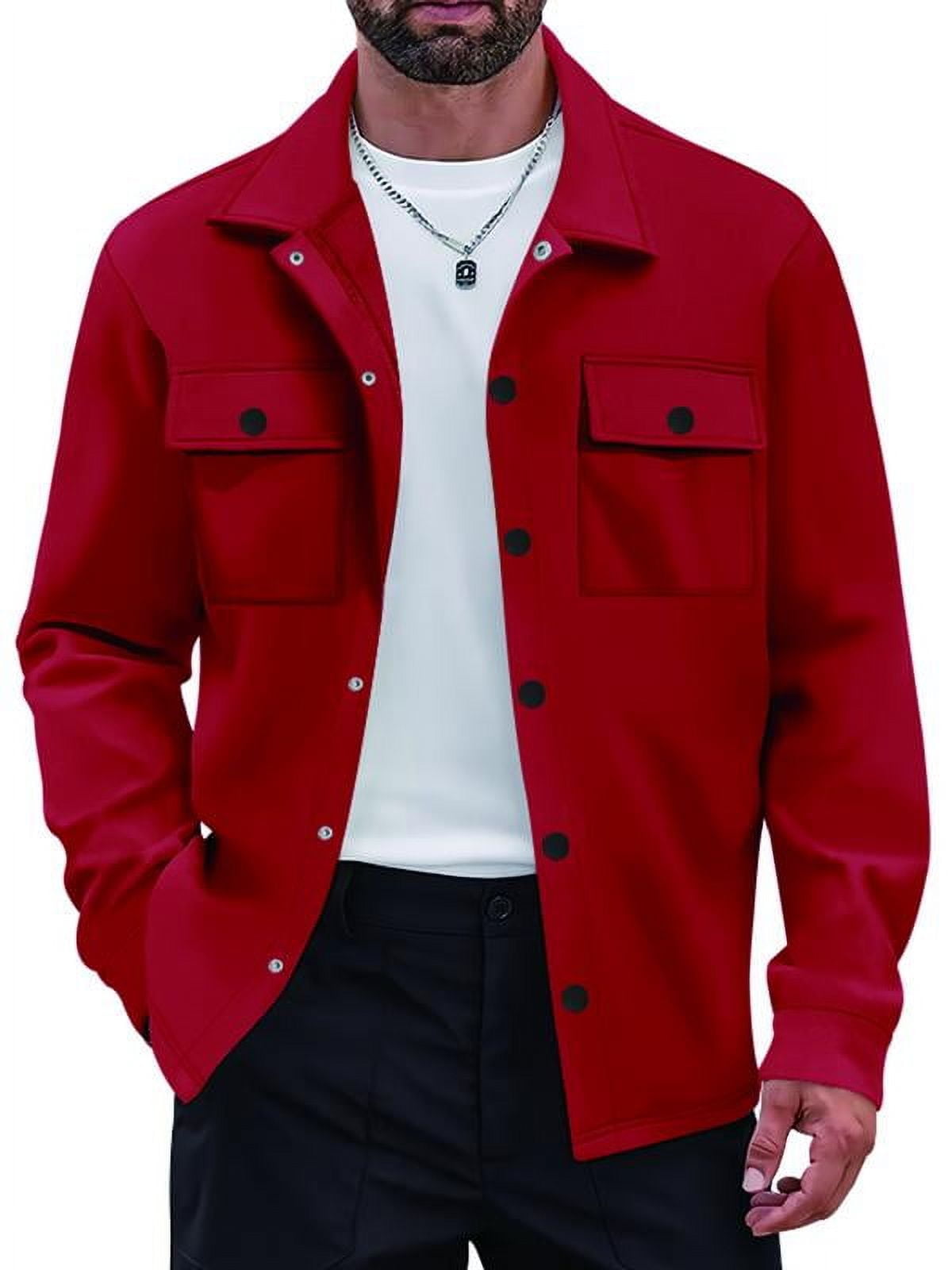 Alivor Men's Casual Shirt Jacket Button-Up Shirt Long Sleeve ...