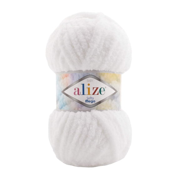 Alize Softy Mega Yarn, 100% Micropolyester, Super Bulky, Multicolor ...