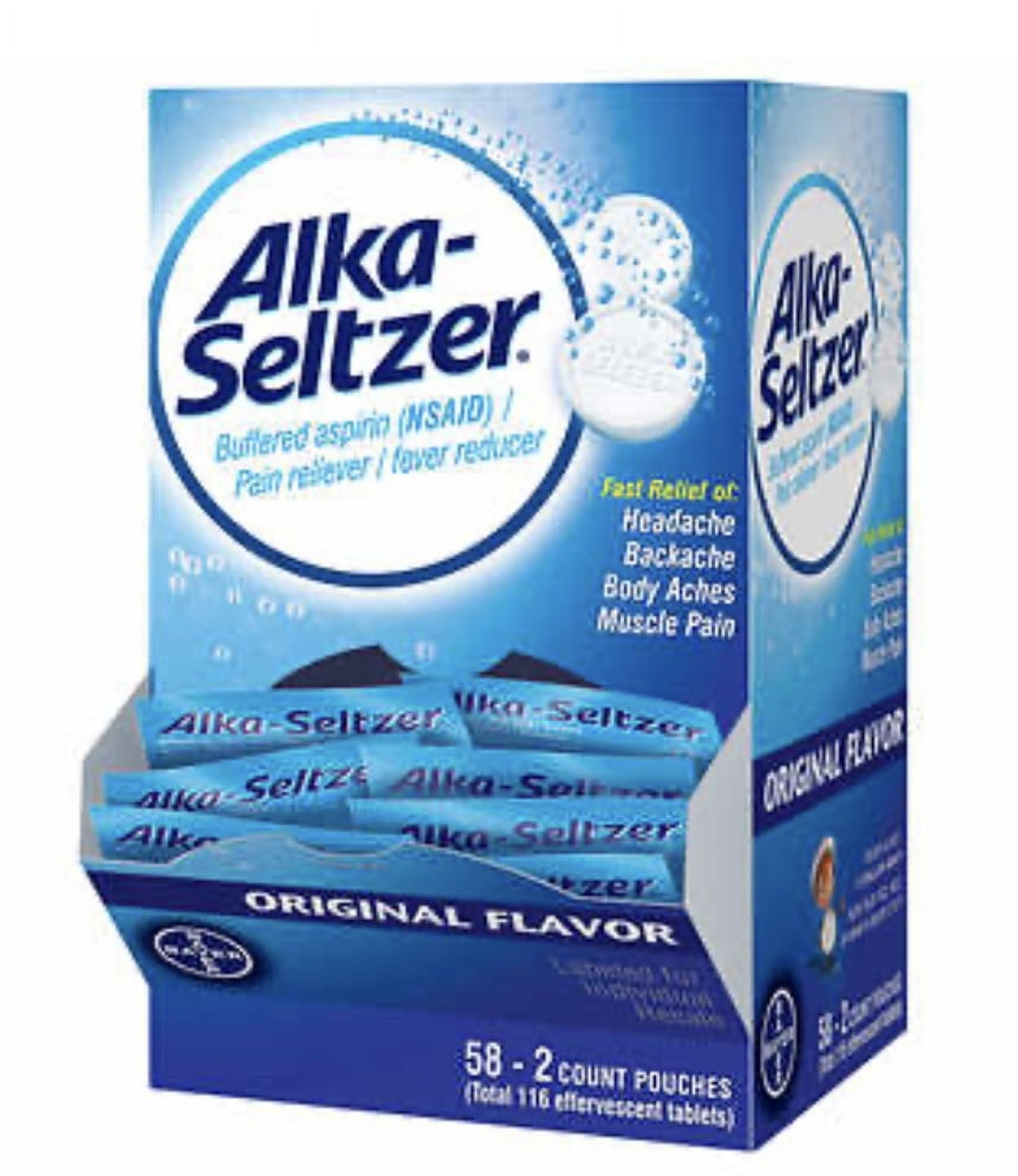 Alka-Seltzer Effervescent Tablets, Original Flavor, 2 per Pouch, 58 ...