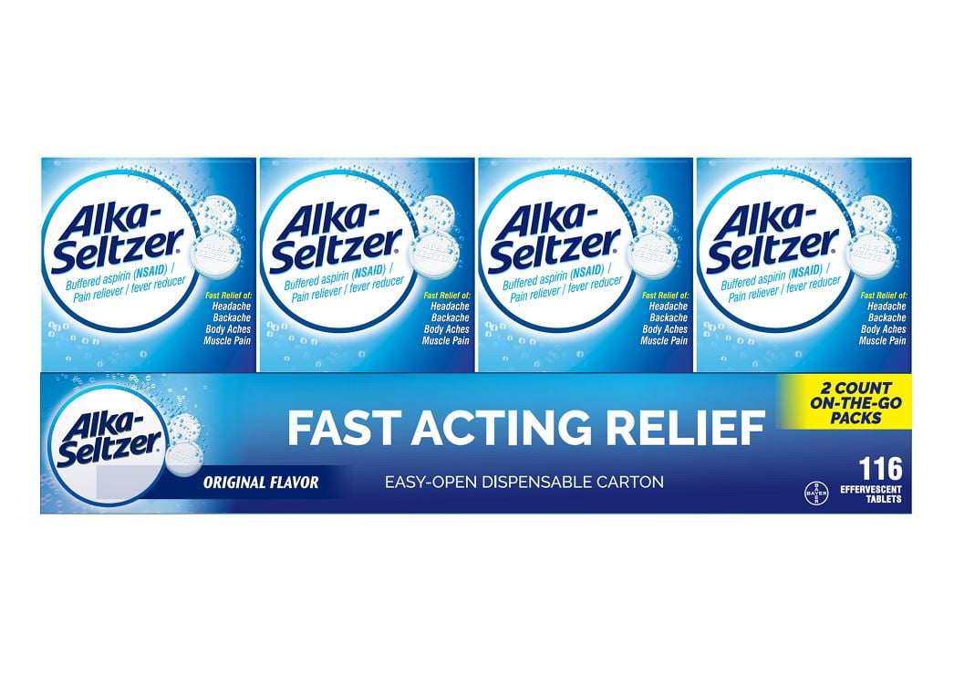 Alka-Seltzer Original Flavor, Aspirin Effervescent Tablets, Fast Pain ...