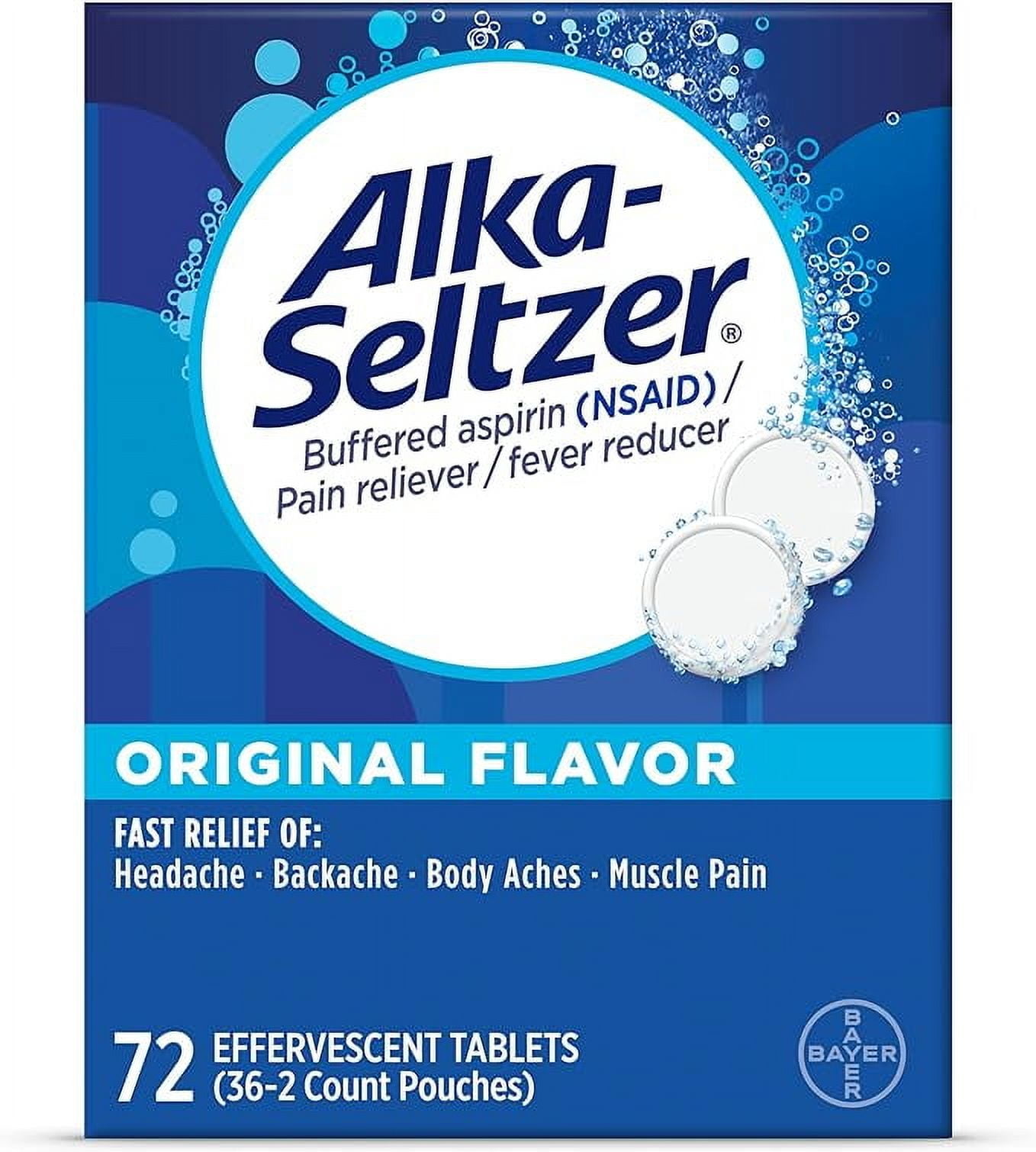 Alka-Seltzer Effervescent Tablets Original Flavor, Fast Multi-Symptom Relief from Headache and ...