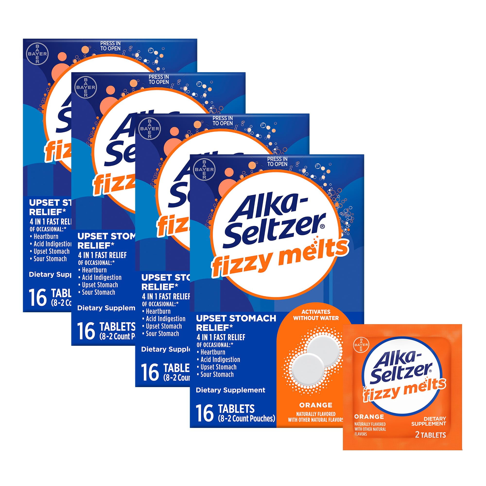 Alka-Seltzer Fizzy Melts, Dissolve KEF16 on Tongue, No Needed, On-The ...