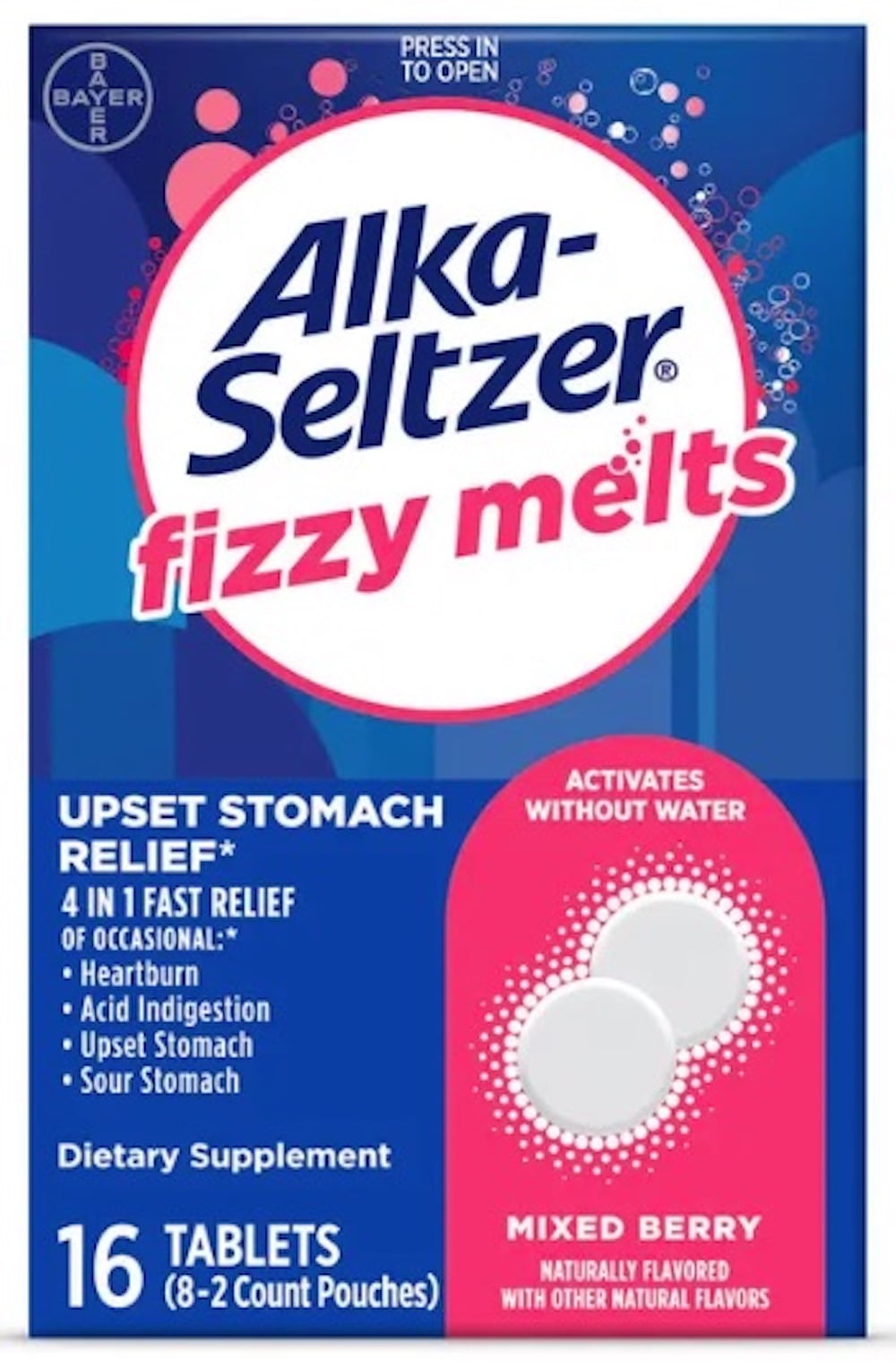 Alka-Seltzer Mixed Berry Fizzy Melts (Pack of 10) - Walmart.com