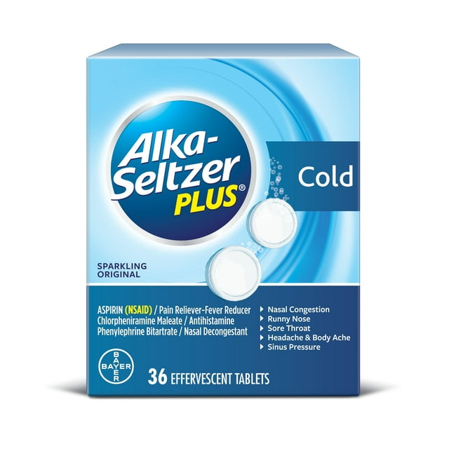 Alka-Seltzer Plus Cold Formula Sparkling Original Effervescent Tablets ...