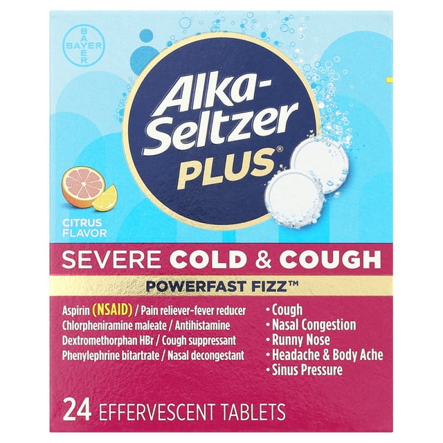 Alka-Seltzer Plus Powerfast Fizz Severe Cold & Cough Medicine, Citrus ...