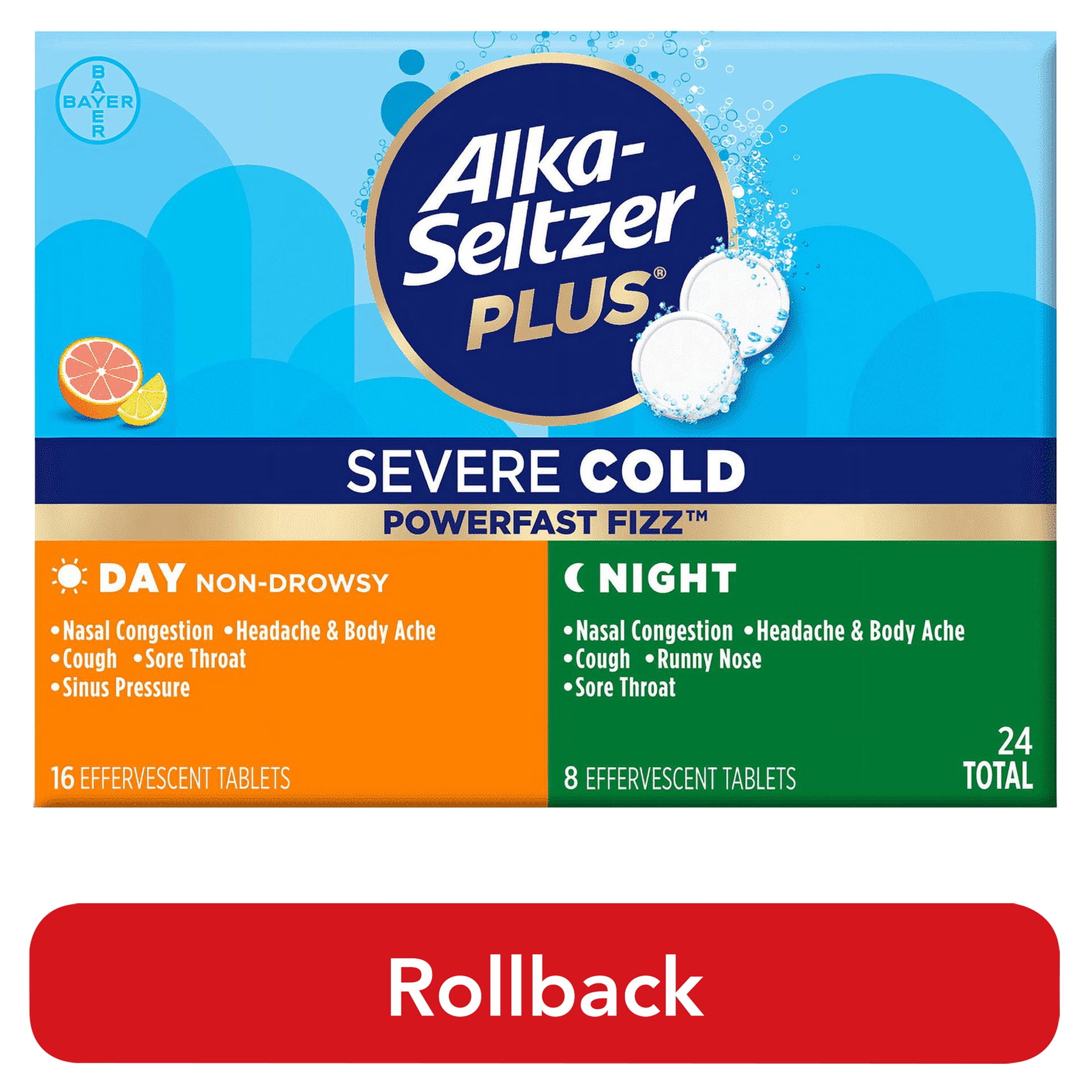 Alka-Seltzer Plus Powerfast Fizz Severe Day + Night Cold Medicine ...