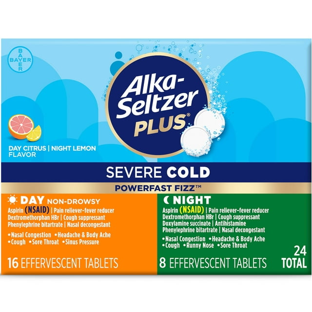 Alka-Seltzer Plus Powerfast Fizz Severe Day + Night Cold Medicine ...