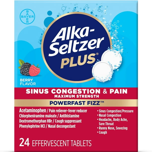 Alka-Seltzer Plus Powerfast Fizz Sinus Congestion & Pain Medicine ...