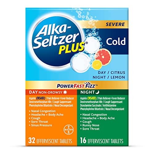 Alka-Seltzer Plus Severe, Cold Day Night Medicine for Adults, PowerFast ...