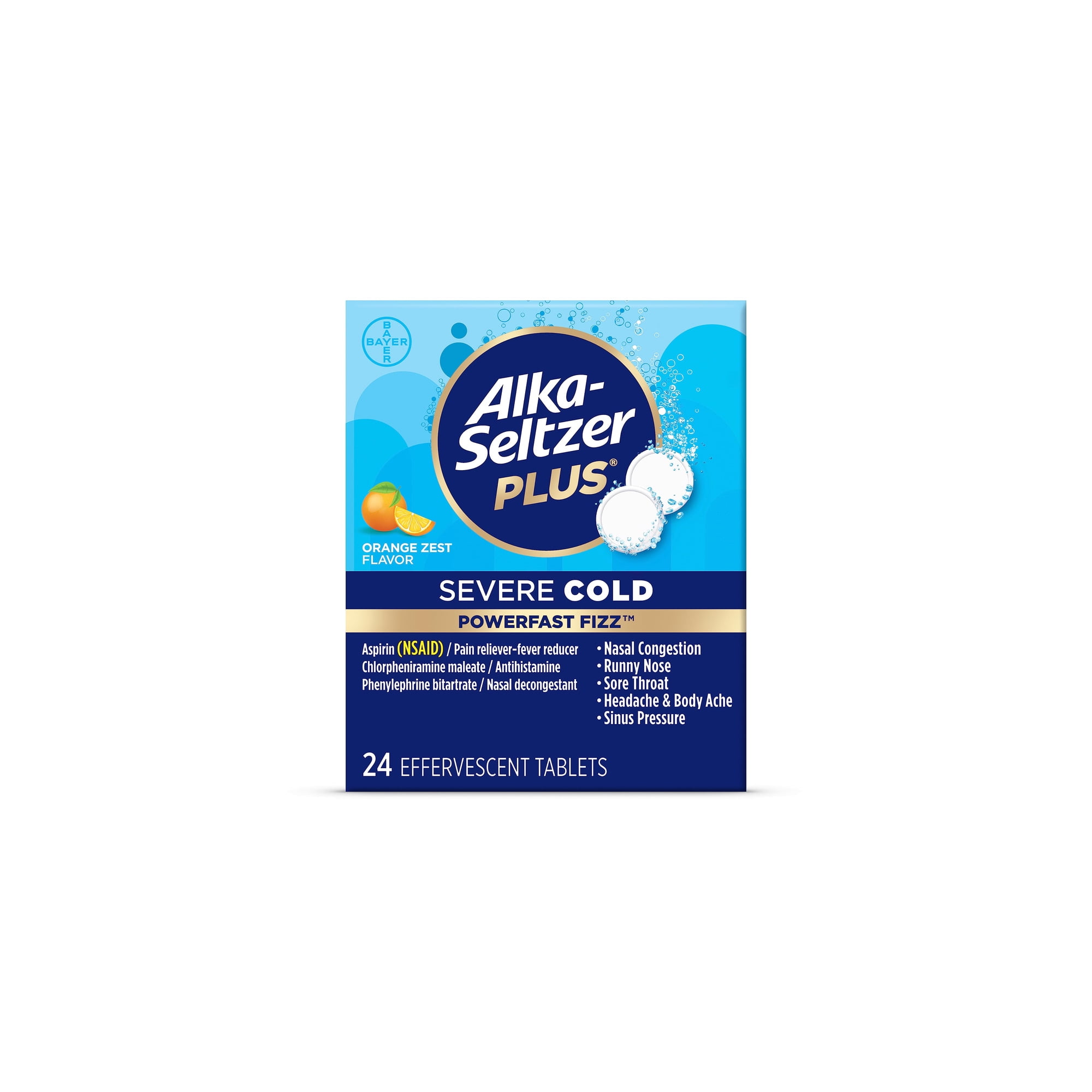 Alka-Seltzer Plus Severe Cold PowerFast Fizz Orange Zest Effervescent ...