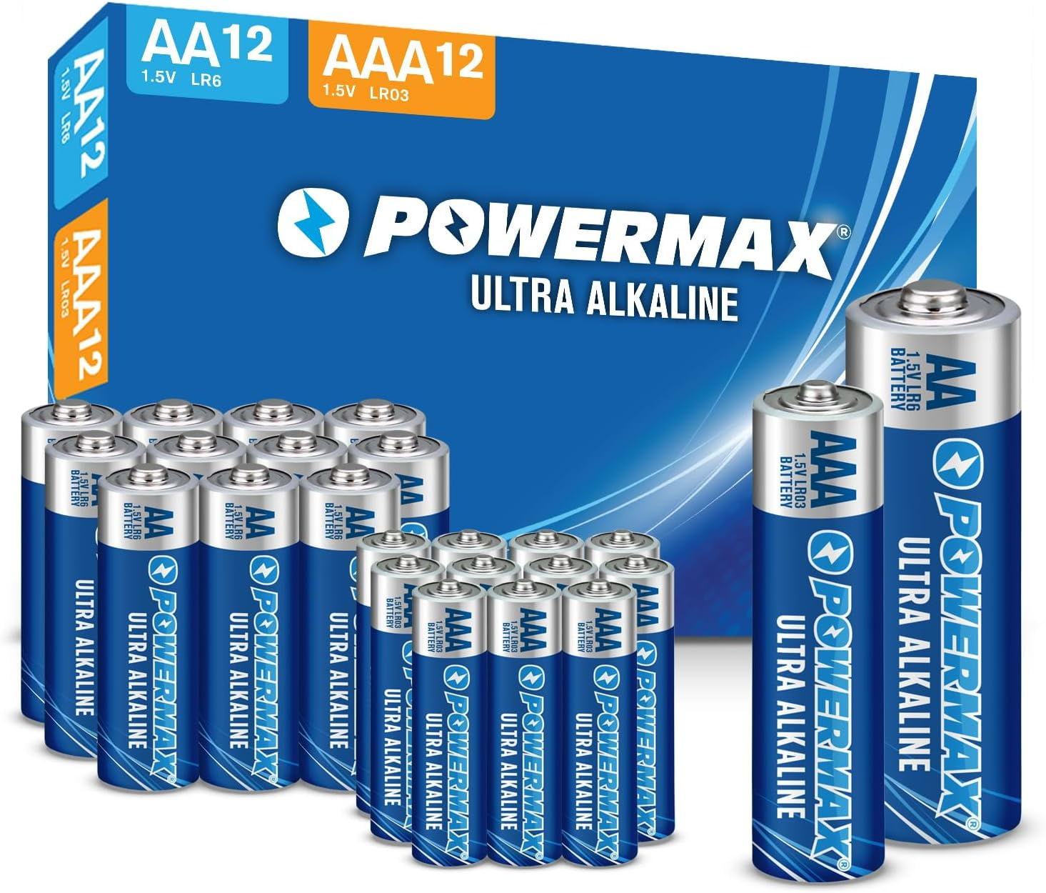 Alkaline Batteries 24-Count Combo Pack, (12 Double AA, 12 Triple AAA ...