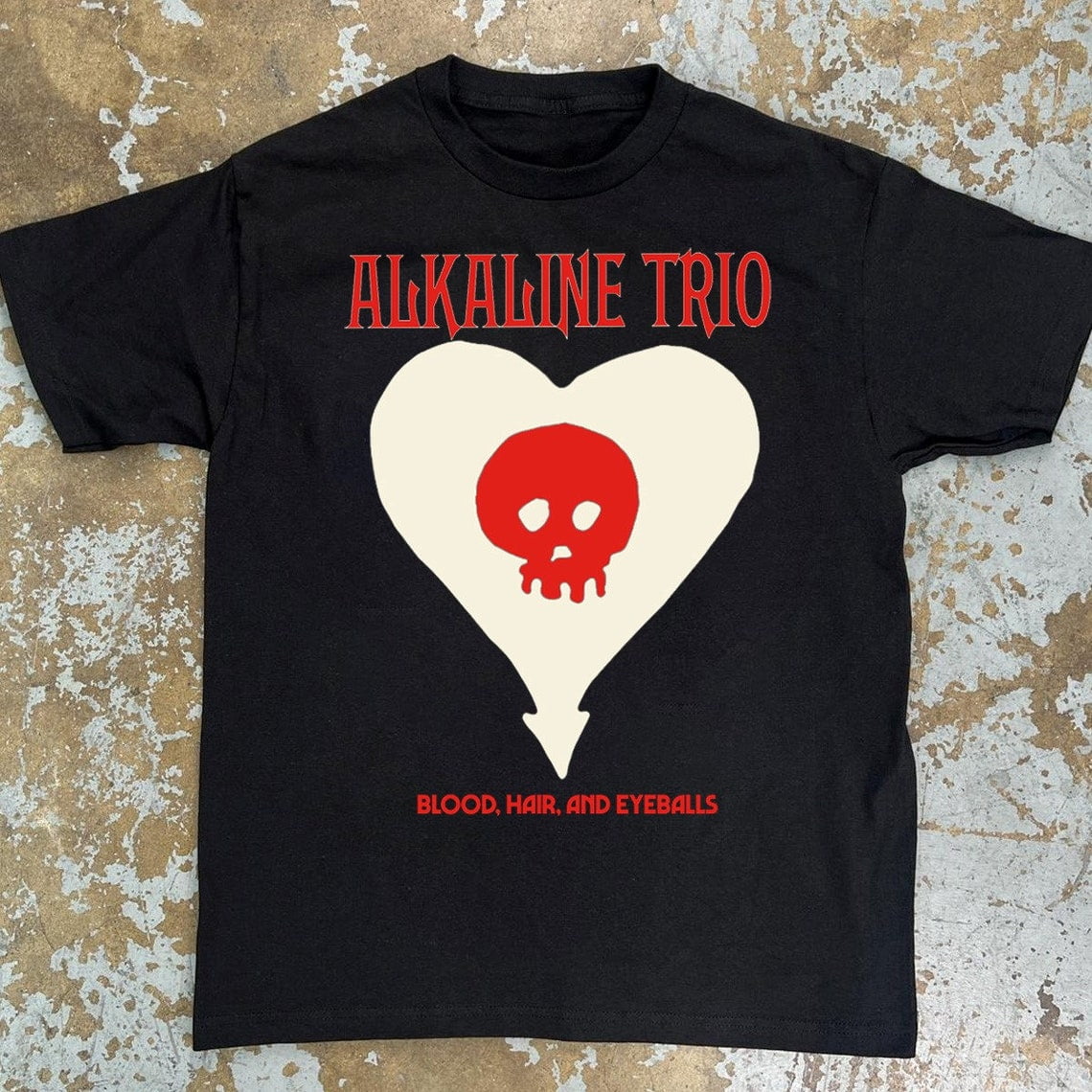 Alkaline Trio Heart Skull BLACK T-shirt, Alkaline Trio Blood Hair and ...