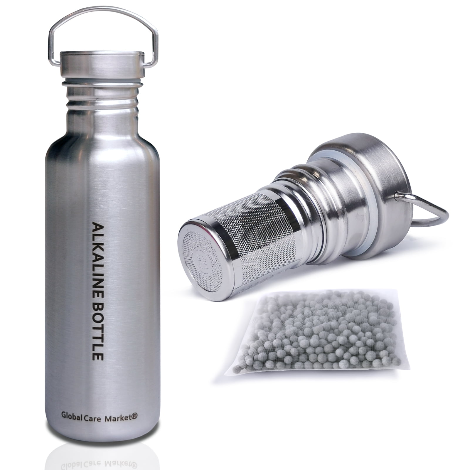 Global Care Market Alkaline Water Bottle, 24 oz Stainless Steel Flask with Filter - Walmart.com