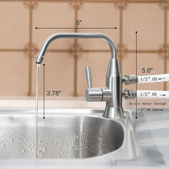 Alkaline Water Faucet, 1/2" Two spout ionizer Faucet Stainless Steel ...