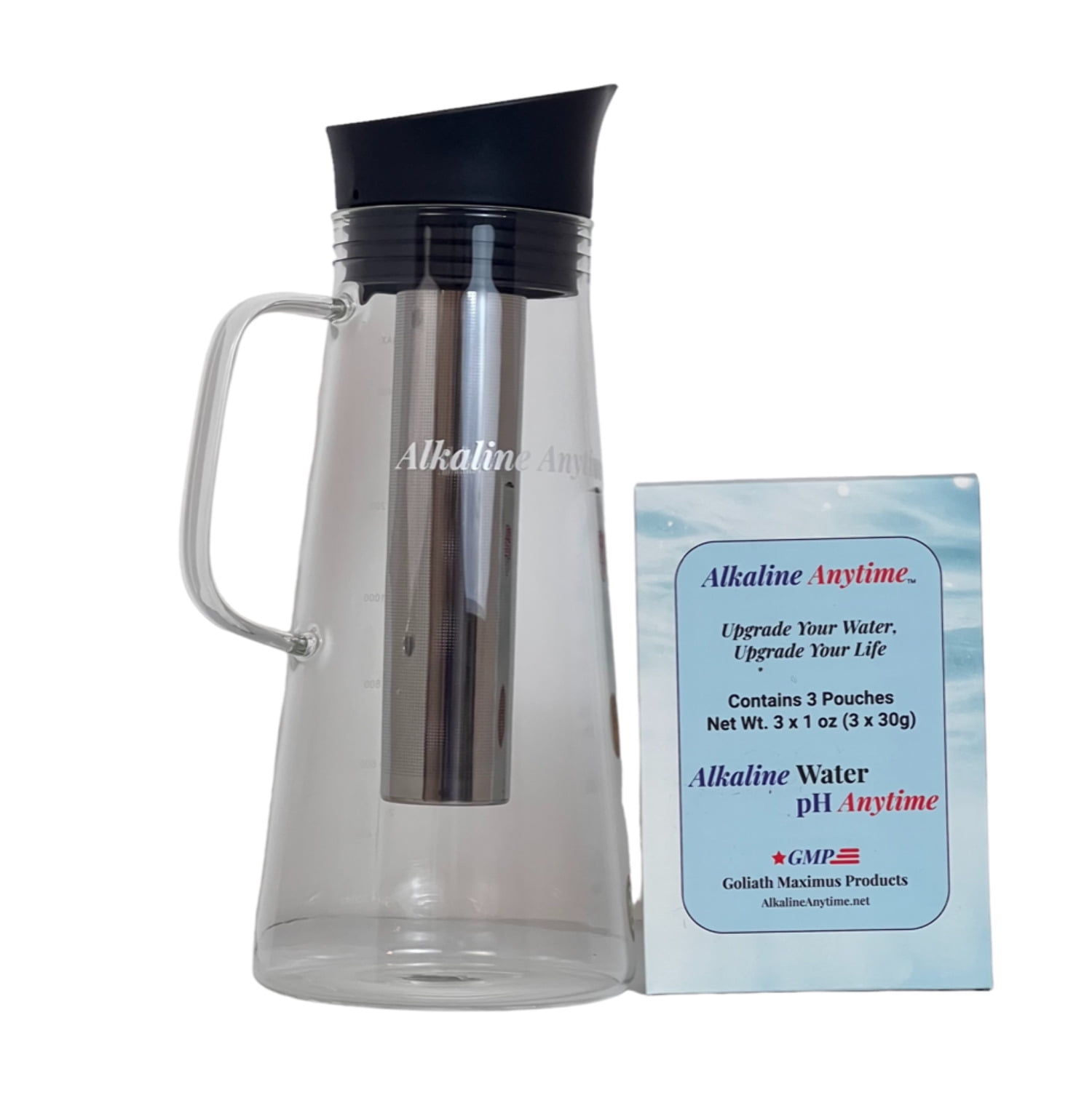 Alkaline Water Filter Pitcher Infuser 1.5L Glass Water Filter Pitcher ...