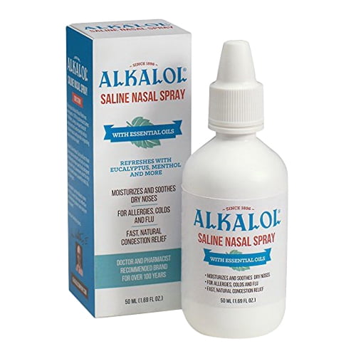 Alkalol Solution Saline Nasal Spray For Dry, Stuffy Noses Refreshes ...