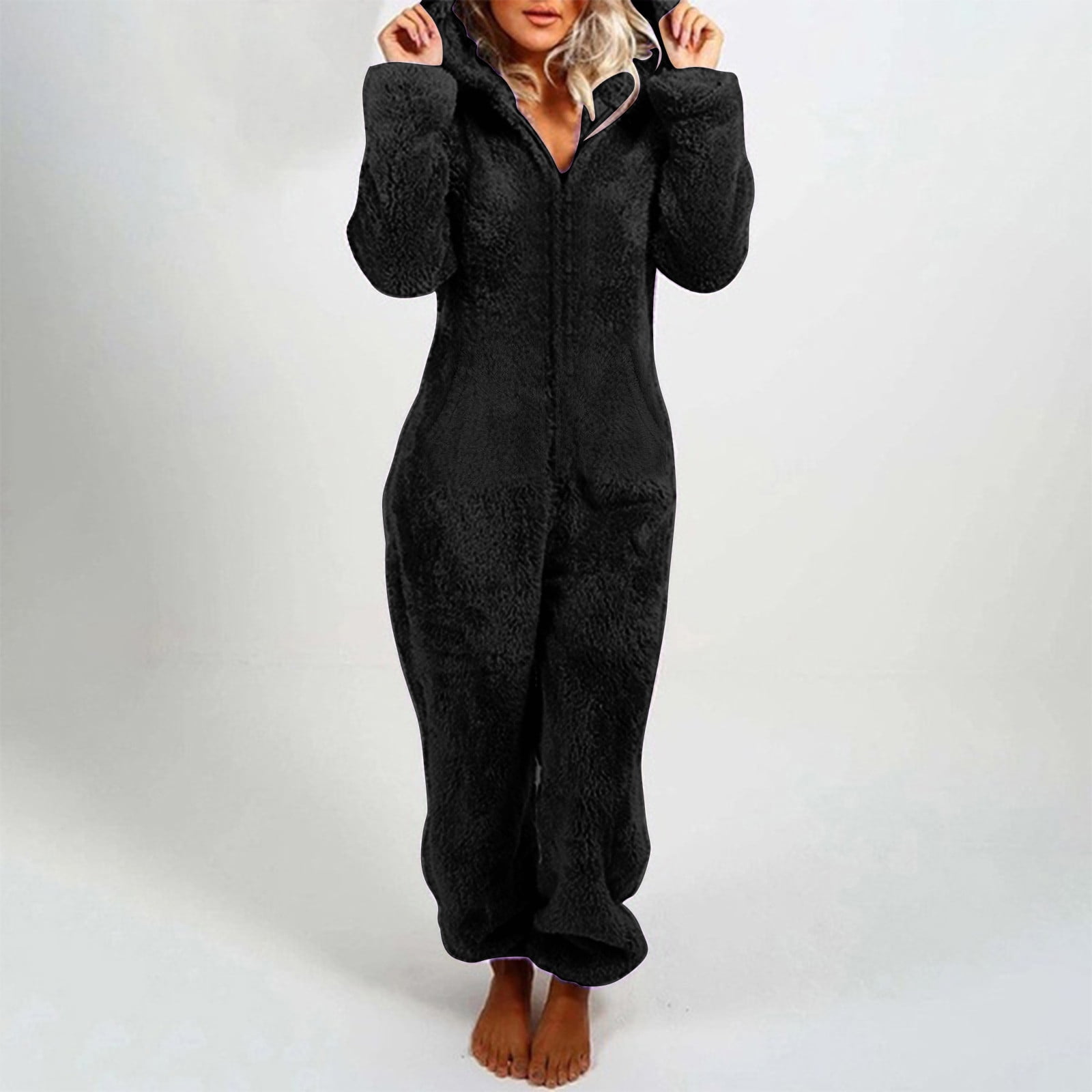 Alkepwun Adult Onesie Pajamas For Women Fleece Sleepwear Winter Warm