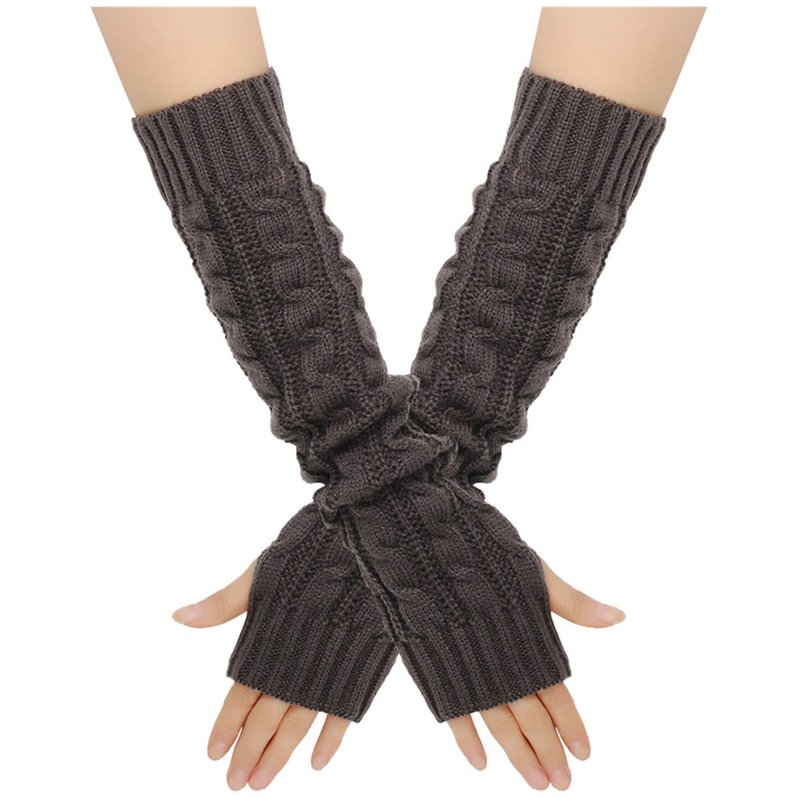 Alkepwun Arm Sleeve Winter Warmer, Fingerless Stretchy Gloves Knitted ...