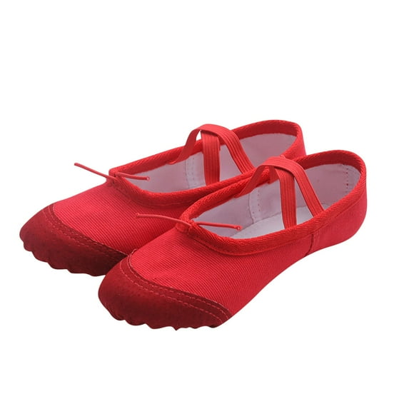 Alkepwun Ballet Shoes for Girls Ages 4-15 Soft-Soled Leather-Toe Lace ...