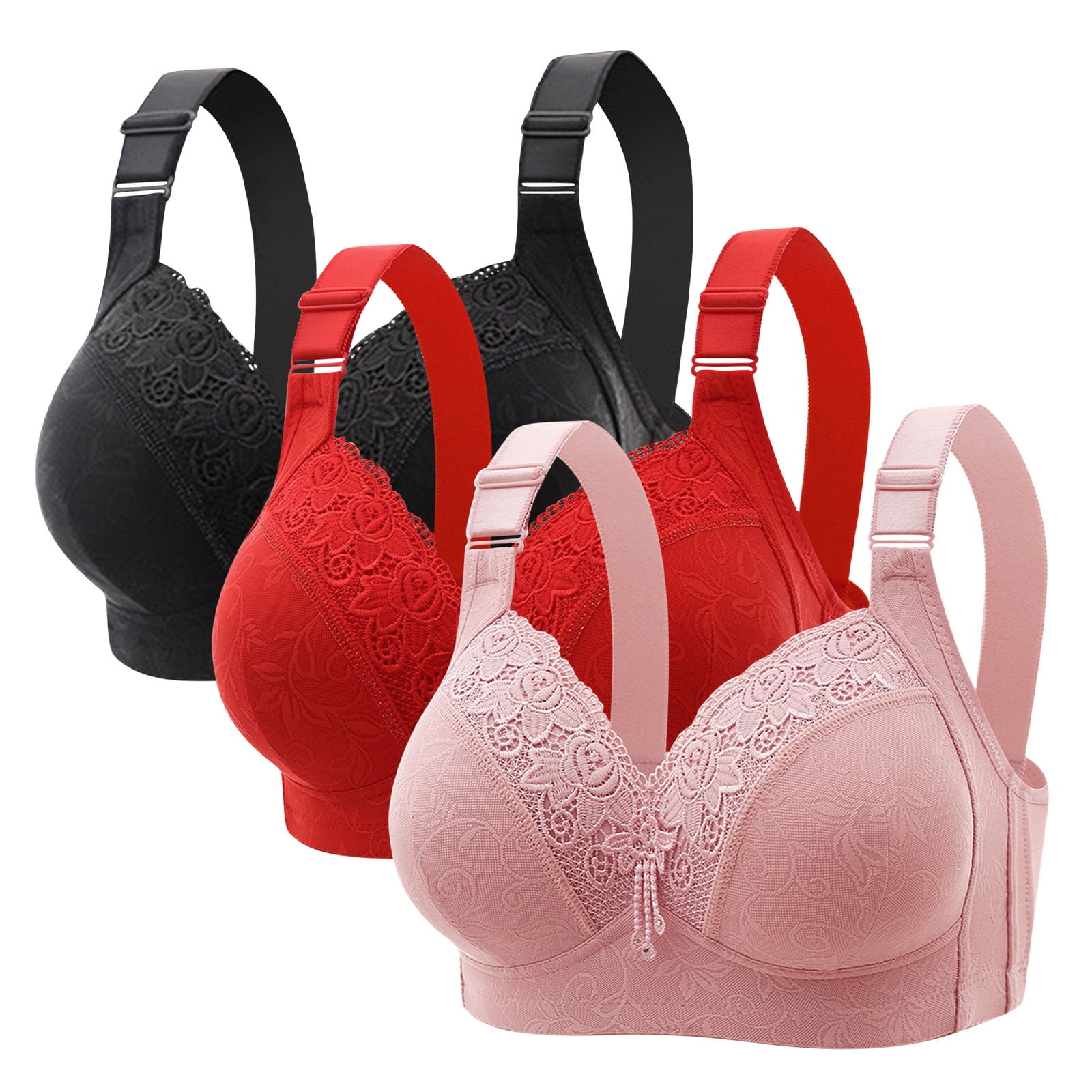 Alkepwun Bras for Women Full Coverage Sexy Floral Lace Plus Size Wire ...