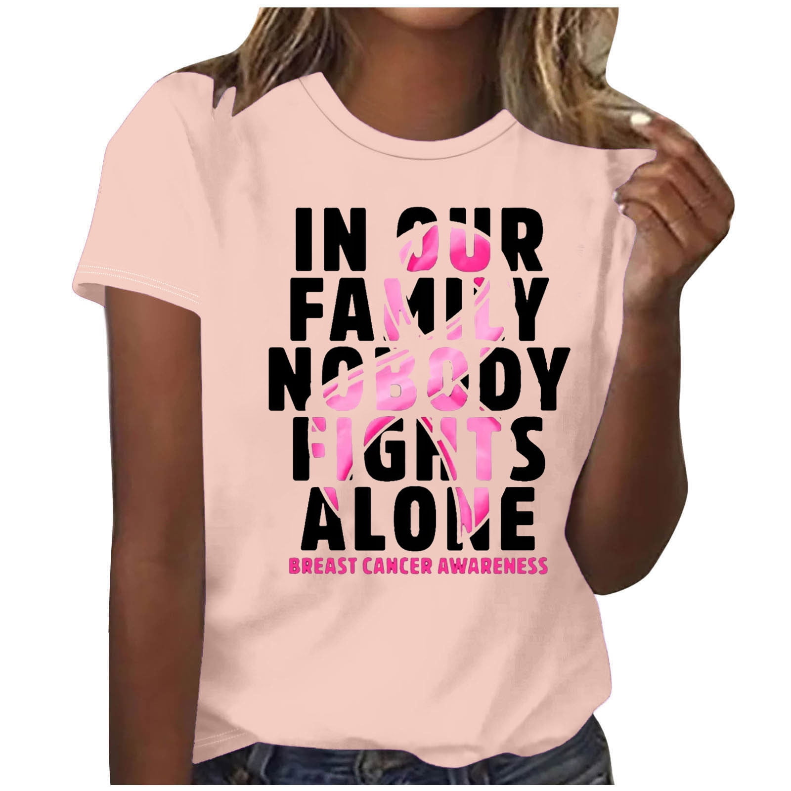 Alkepwun Breast Cancer Printed Shirts for Women Sunflower Pink Ribbons ...