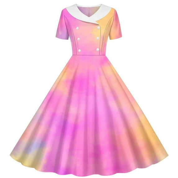 Alkepwun Dresses for Teens Age 5-14 Hepburn Style Polka Dots Print ...