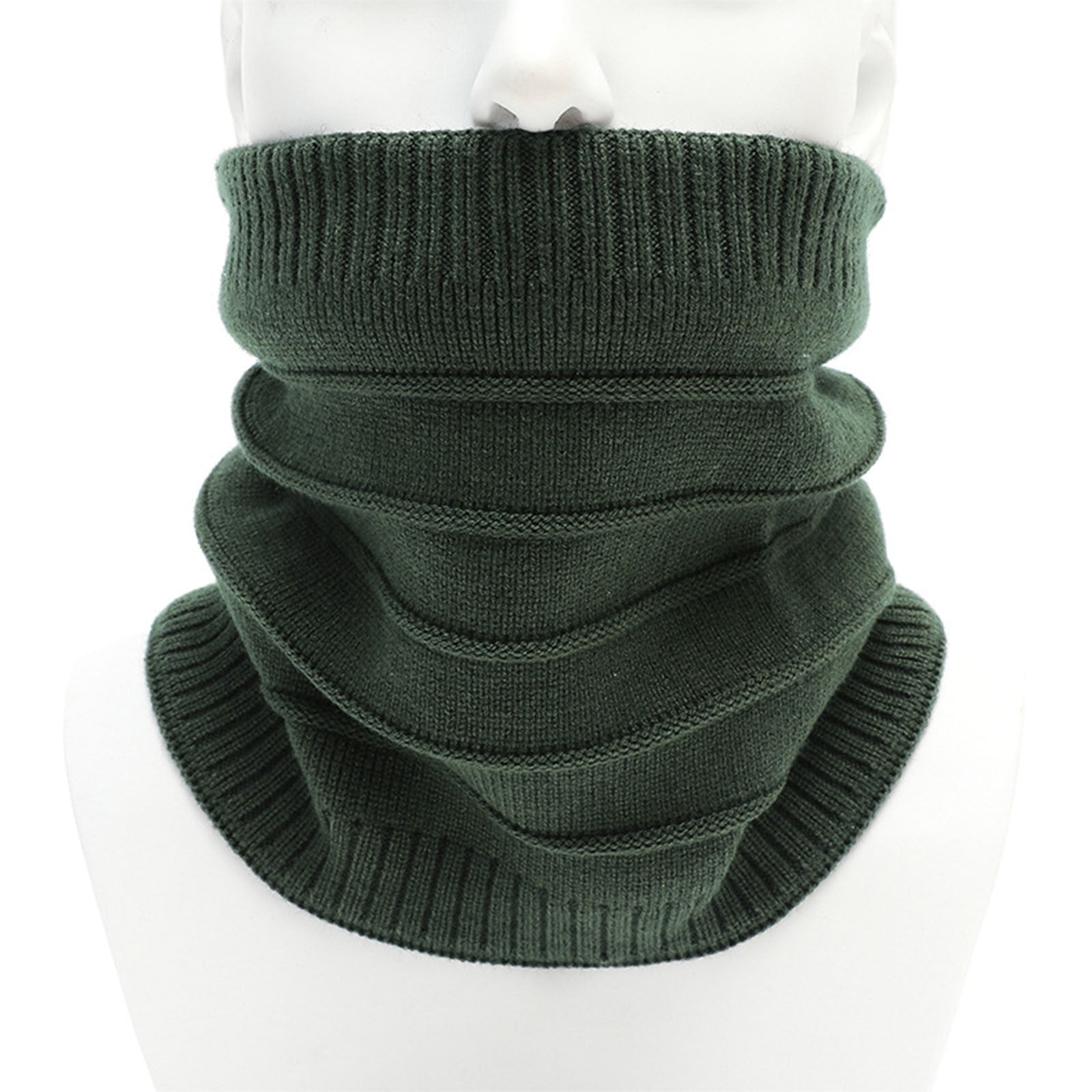 Alkepwun Fall Scarf Solid-Color Knitted Neck Protector High-Neck Wool ...