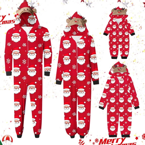 Alkepwun Family Matching Holiday Pj Adorable 3D Christmas Print Zipper ...