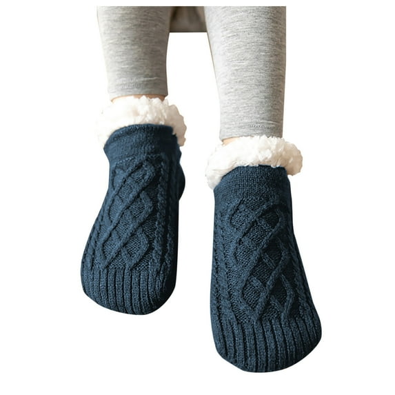 Alkepwun Fuzzy Socks Unisex Solid Color Fleece-Lined Thick Twist Chunky ...