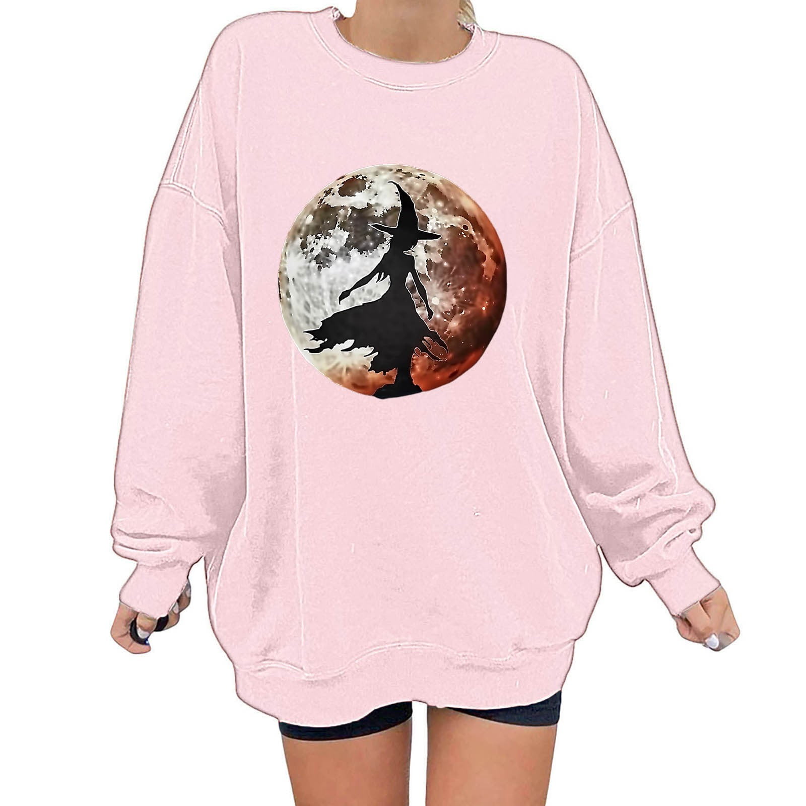 Alkepwun Halloween Spooky Sweatshirt Women Oversized Sweatshirt Witch ...