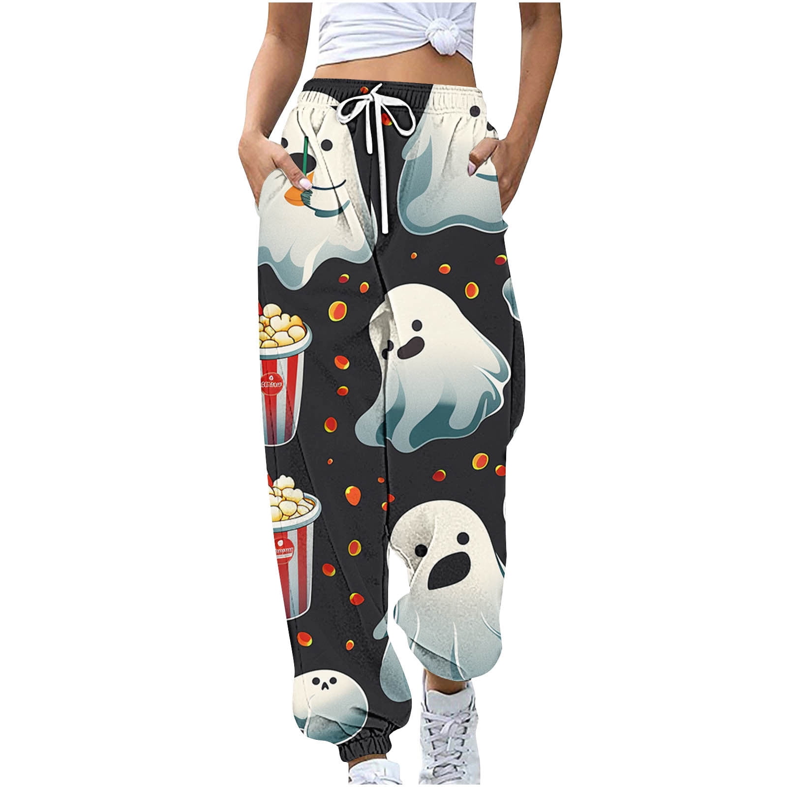 Alkepwun Halloween Sweatpants for Women Pumpkin Face/Witch/Ghost/Spider ...