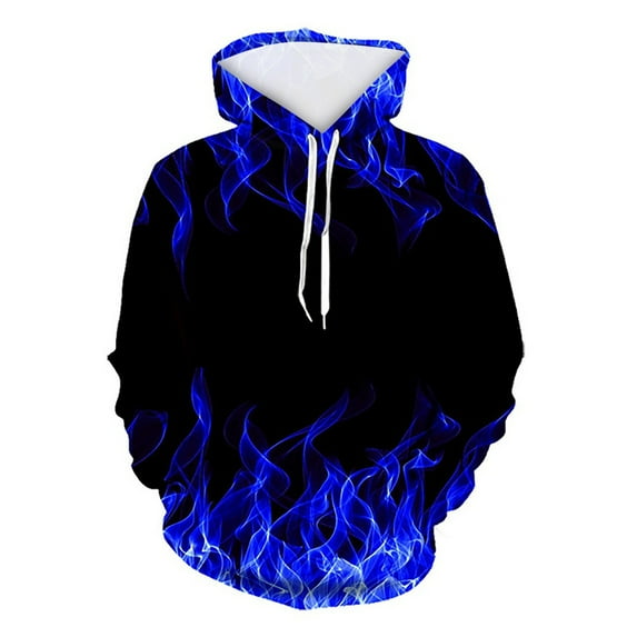 Alkepwun Hoodies for Men Unisex 3D Cool Colorful Flame Printed Long ...