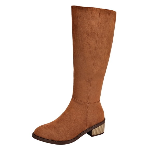 Alkepwun Knee High Boots Women Casual Versatile Solid Color Suede ...