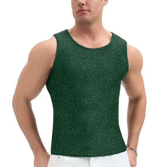 Alkepwun Men's Tank Tops Glitter Sparkly Sheer Tank Top Sleeveless Mesh ...