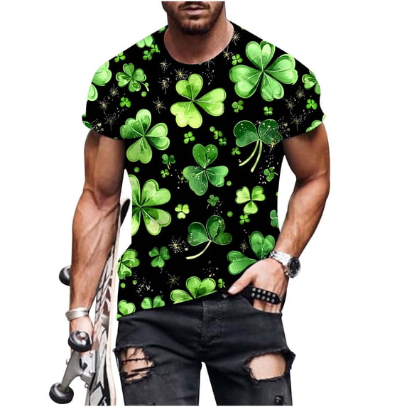 Alkepwun Mens T-Shirts St Patricks Day Print Crew Neck Short Sleeve ...