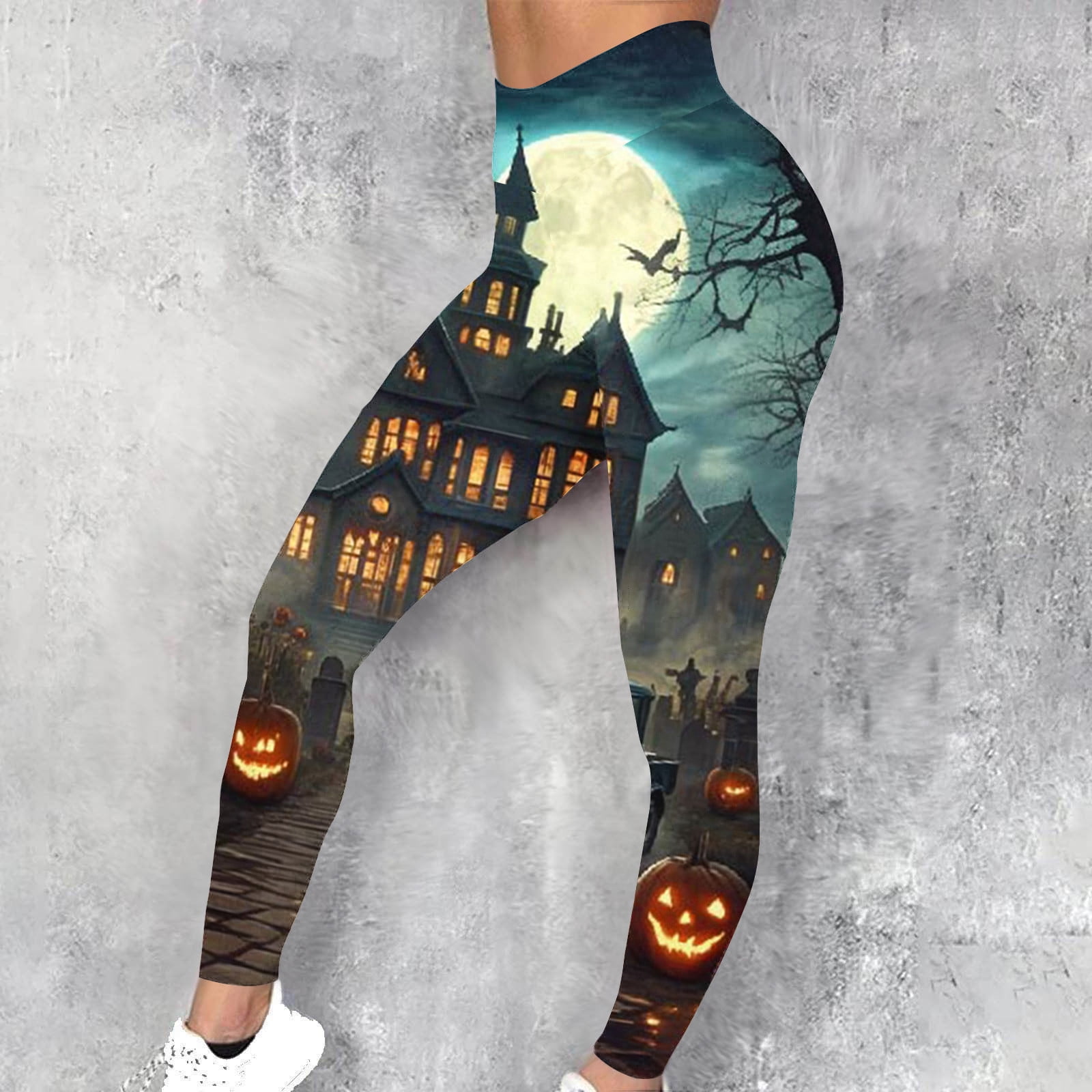 Alkepwun Printed Leggings for Women Halloween Costumes High Waist Ankle ...