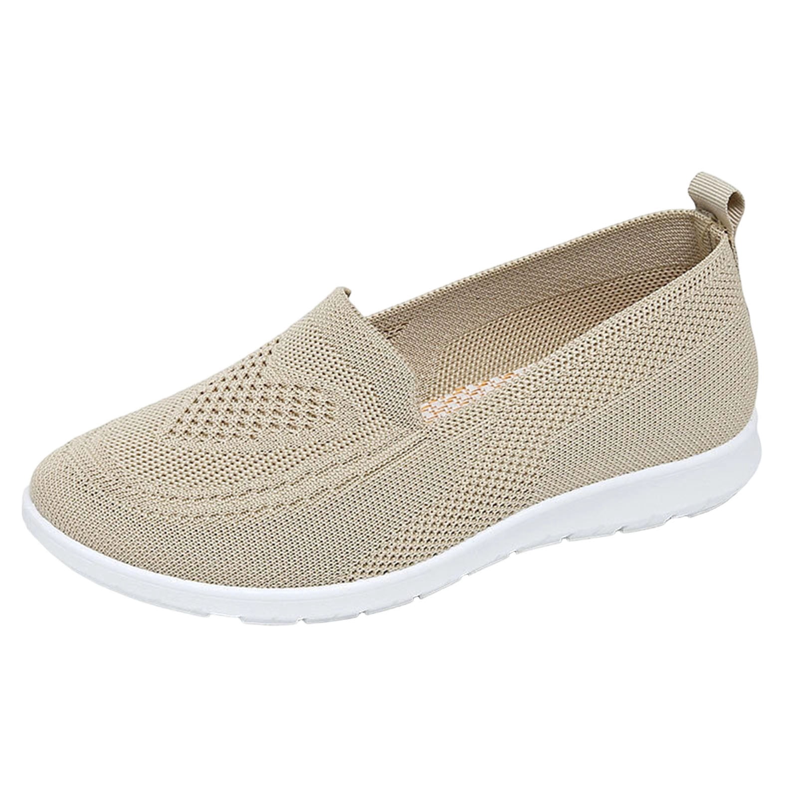 Alkepwun Shoes for Women Solid Color Casual Round Toe Covered Heel Slip ...