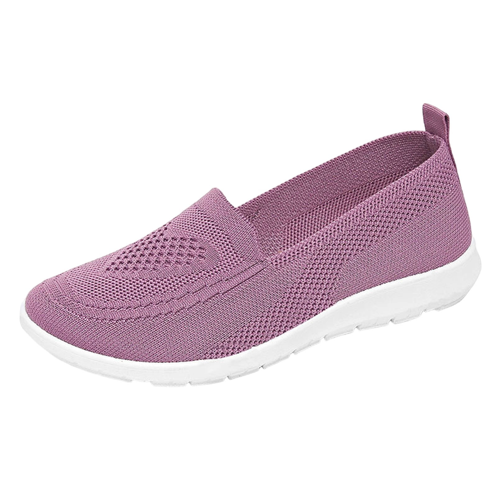 Alkepwun Shoes for Women Solid Color Casual Round Toe Covered Heel Slip ...