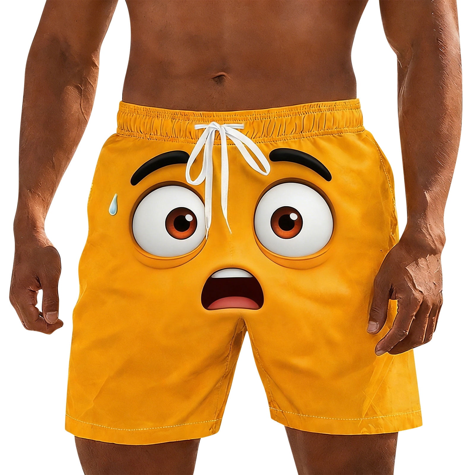 Alkepwun Shorts Men 3D Big Eyes Funny Face Print Lightweight Breathable ...