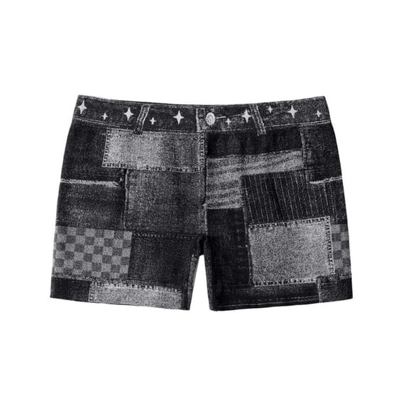 Alkepwun Shorts for Women Faux Denim Plus Size Stretchy Butt Lifting ...