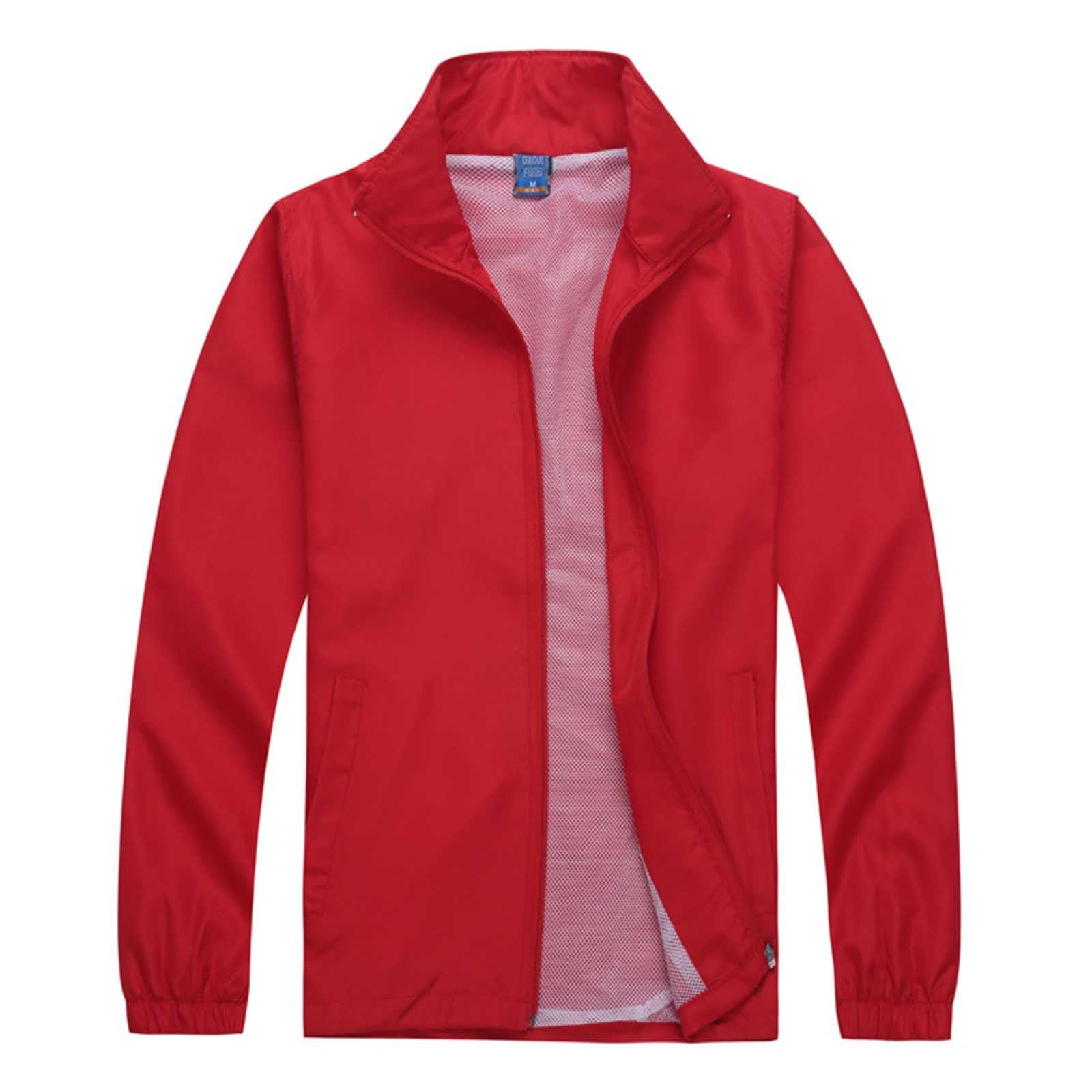 Alkepwun Sport Coat Solid Color Zipper Mesh Lined Sports Jacket with ...