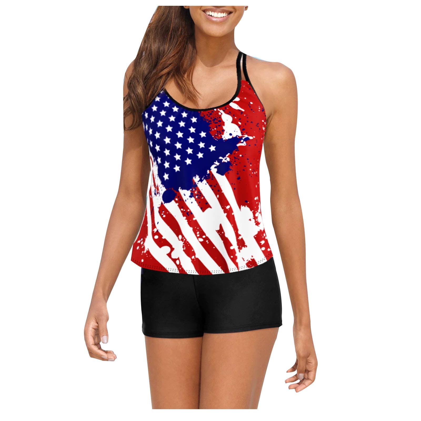 Alkepwun Tankini Swimsuits for Women American Flag Swimwear 4th of July ...