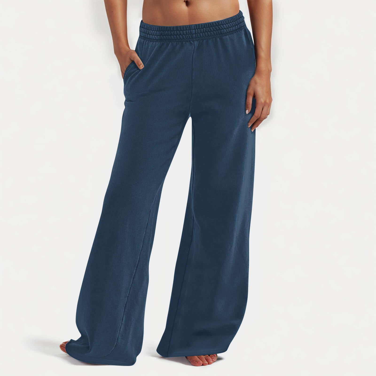 Alkepwun Wide Leg Sweatpants for Women Elastic Waist Workout Athletic ...