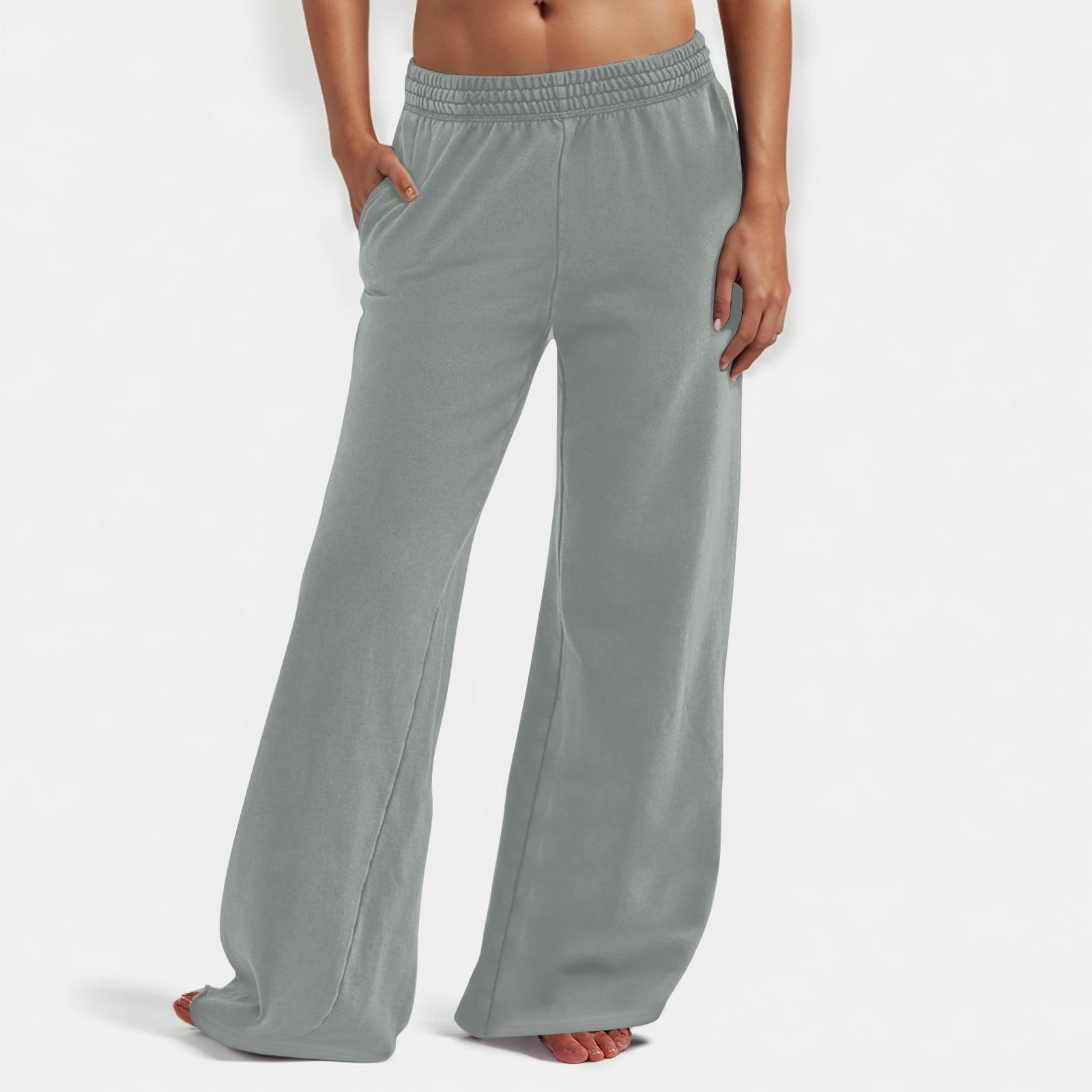 Alkepwun Wide Leg Sweatpants for Women Elastic Waist Workout Athletic ...