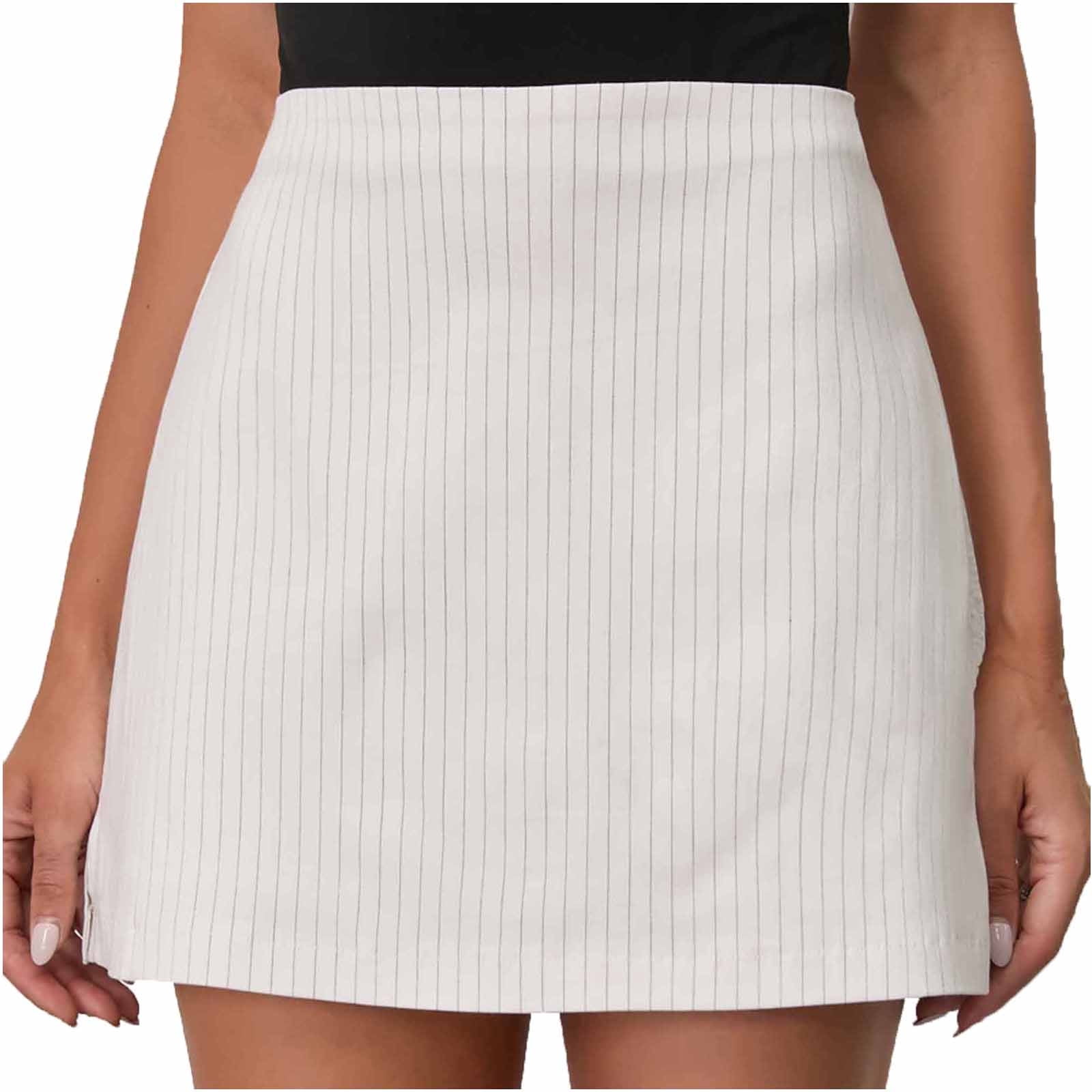Alkepwun Women Skirt High Waist Striped Zipper Bodycon Short Mini Skirt ...