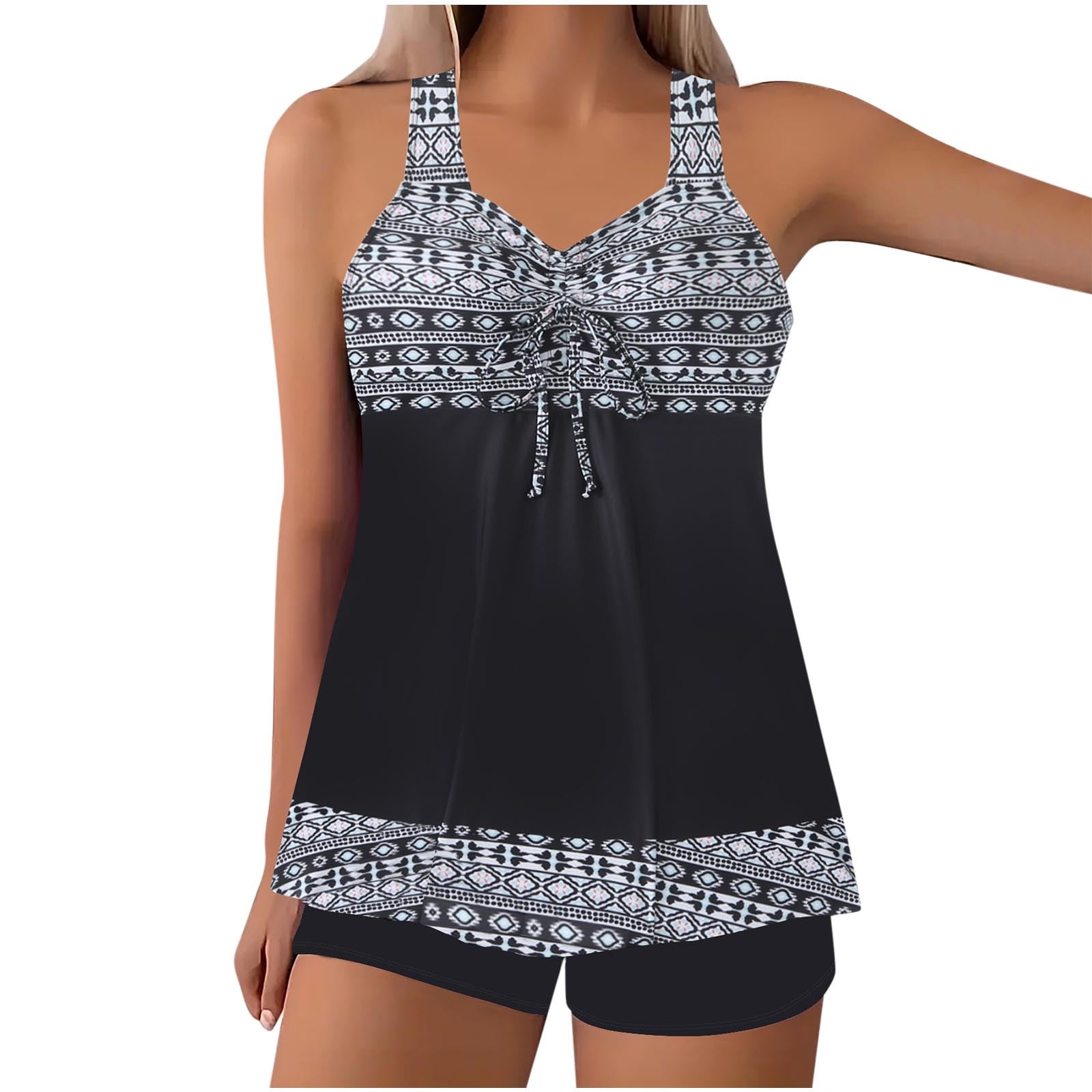 Alkepwun Women's Swimsuits Plus Size Two Piece Modest Tankini Bathing ...