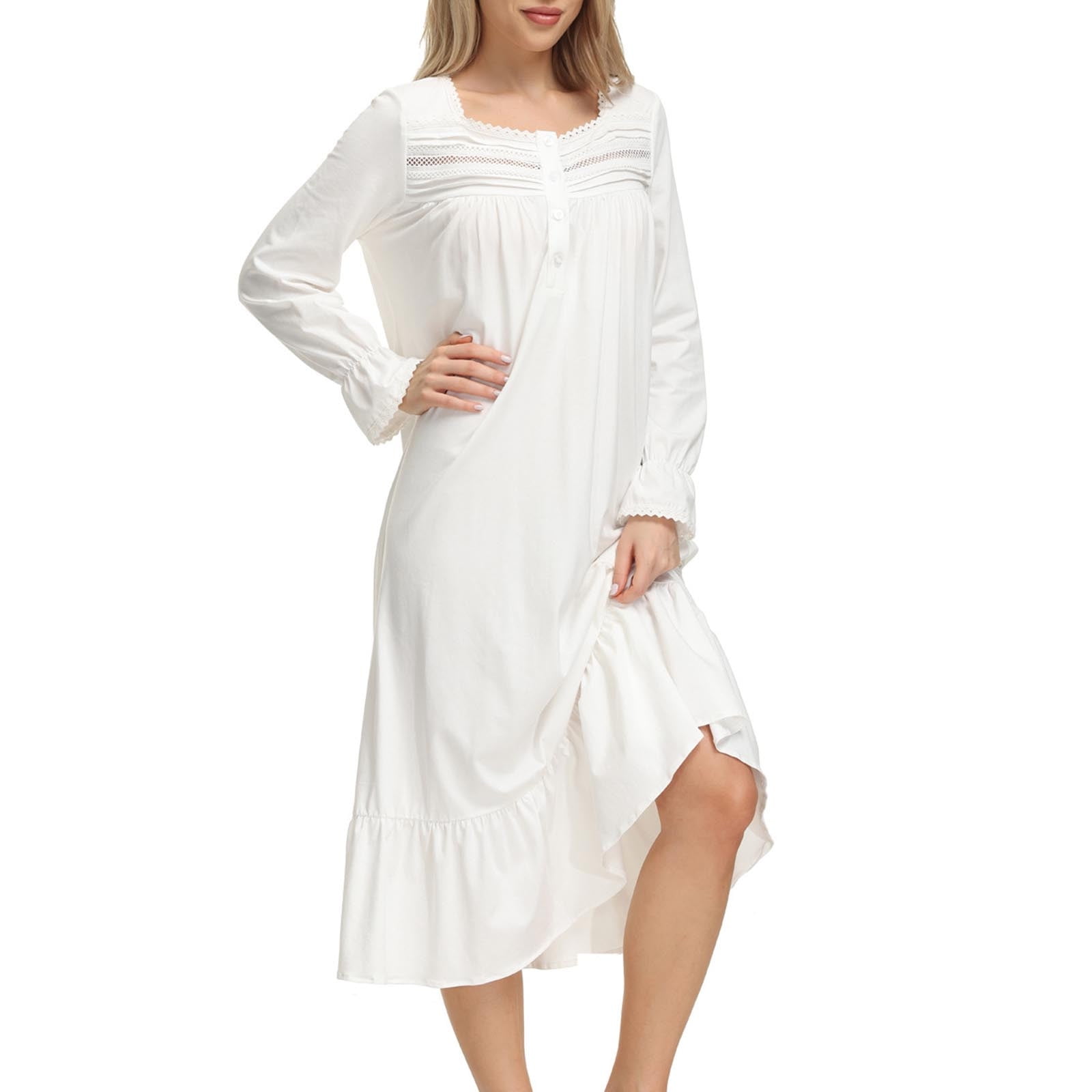 Alkepwun Women's Vintage Victorian Nightgown Bridal Nighty Pajamas ...